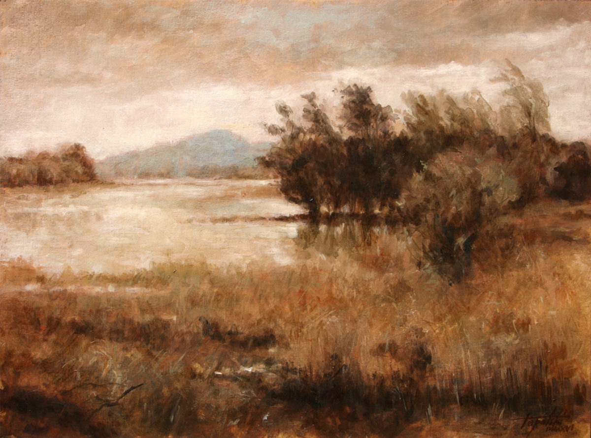 Distant Mountains - Landscape oil painting - Fine Arts Gallery ...