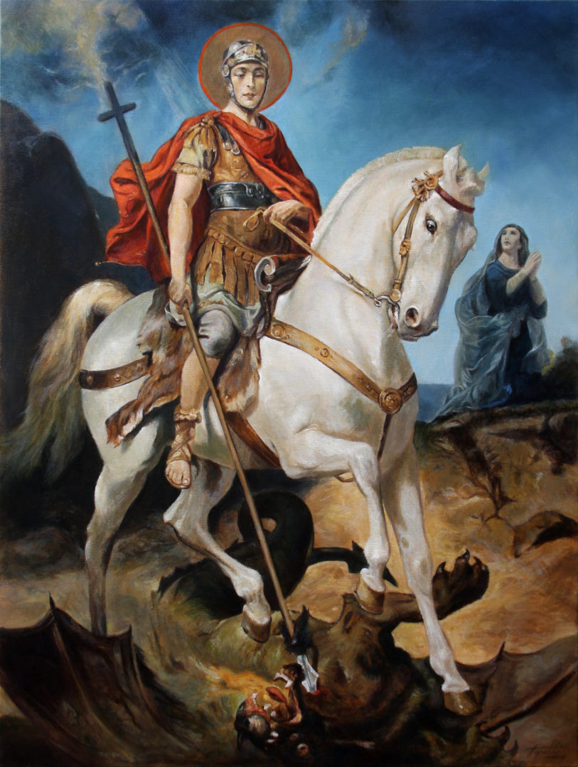 Saint George and the Dragon - Religious Oil Painting - Fine Arts ...
